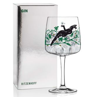 Ritzenhoff Gin Ginglas von Karin Rytter (Mysterious Hare), aus Kristallglas, 700 ml, mit echtem Platin, 1 St&uuml;ck (1er Pack)