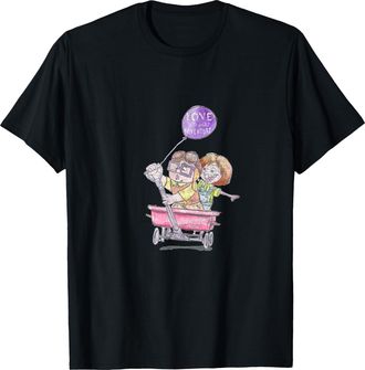 Disney Pixar Up Ellie & Carl Wagon Drawing T-Shirt