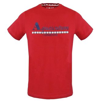 Aquascutum Check Strip Logo Rotes T-Shirt