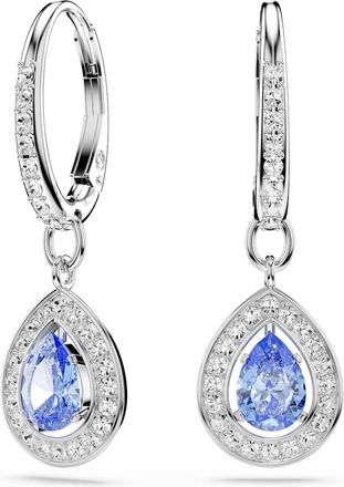 Swarovski Una Angelic Drop-Ohrhänger, Blaue, Rhodinierte Ohrringe mit Strahlenden Swarovski Kristallen im Tropfenschliff