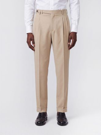 Pantaloni Torino schmal geschnittene Bundfaltenhose aus Gabardine