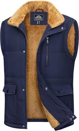 Magcomsen Gilet dhiver chaud doublé pour homme - En polaire matelassée - Pour loisirs - Col montant - Sans manches - Veste thermique de travail - Chasse - Pêche