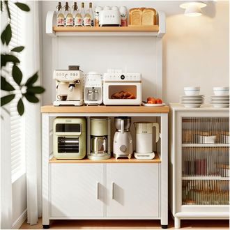 Generic B&auml;ckerregal mit Aufbewahrungsschrank, Mikrowellenst&auml;nder, hohes Arbeitsplatten-Aufbewahrungs-Sideboard for Speisekammer, Gew&uuml;rze, T&ouml;pfe und Pfannen, K