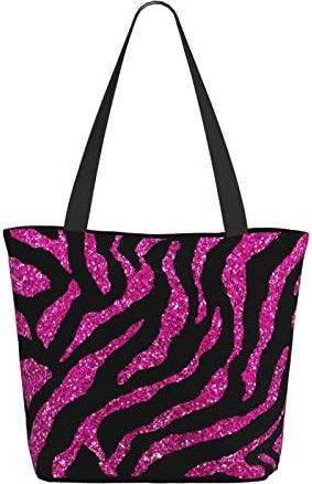 AOOEDM Sac shopping pour femme z&egrave;bre rose noir 33 x 28 x 17 cm. Le cadeau parfait pour la Saint-Valentin. Cest de la Saint-Valentin pour maman, fille, &eacute;pouse
