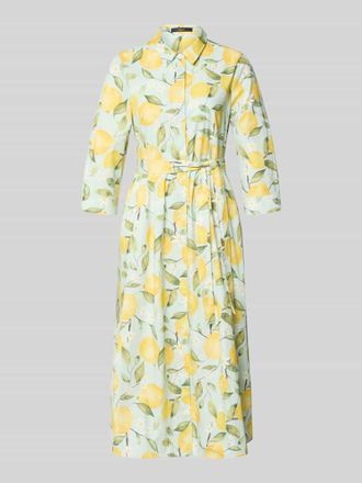 Oui Hemdblusenkleid im Allover-Look mit Bindeg&uuml;rtel