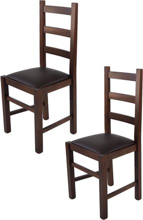 Tommychairs Tommychairs - 2er Set Stühle RUSTICA für Küche und Esszimmer, Struktur aus Buchenholz, in der Farbe Dunkles Nussbraun lackiert und gepolsterte Sitzflä