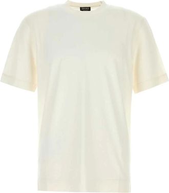 Ermenegildo Zegna Homme, Tops, Blanc, Taille: S T-shirt en coton et soie