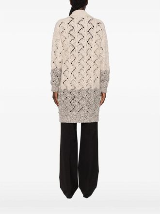Fabiana Filippi Lace-Knit Virgin Wool Blend Cardigan - Beige