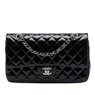 Chanel Pre-owned Gesteppte Lackleder Schultertasche mit doppelter Klappe - - Pre-owned - Damen - Schwarzk - ONE SIZE