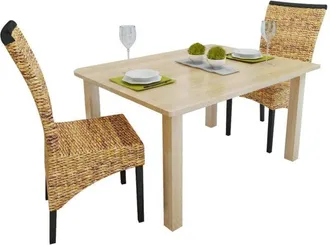 vidaXL Vidaxl - Chaises &agrave; manger lot de 2 bois solide de manguier et abaca