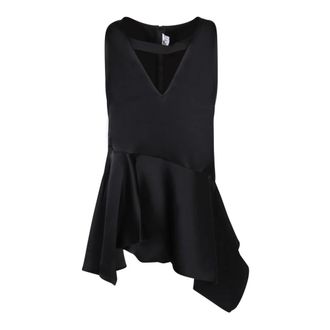 J.W.Anderson Asymmetrisches V-Ausschnitt-Top mit Ziern&auml;hten - - Tops - Damen - Schwarzk - 2XS