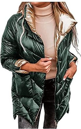 Generic Vestes longues et fines pour femmes, veste dext&eacute;rieur amovible, manteau &agrave; capuche tendance, rembourr&eacute;, chaud 2026, Vert, XL
