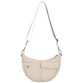 Expatri&eacute; Crossbody Bag Damen Beige - Vivy - Puffer Moon Bag - Umh&auml;ngetasche im Halbmond Stil - Cross Body Handtasche mit Verstellbarem Gurt - Wasserabweisend