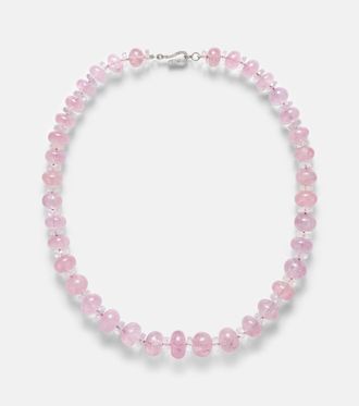 Ileana Makri Halskette mit 18kt Wei&szlig;gold, Morganit, wei&szlig;em Topas und Diamanten