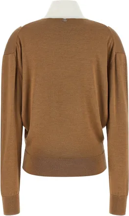 Paco Rabanne Perforated Intarsia Virgin Wool Sweater - Camel