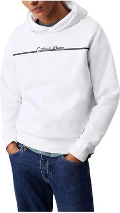 Calvin Klein Homme, Sweatshirts et sweats &agrave; capuche, Blanc, Taille: XS Felpa cappuccio logo