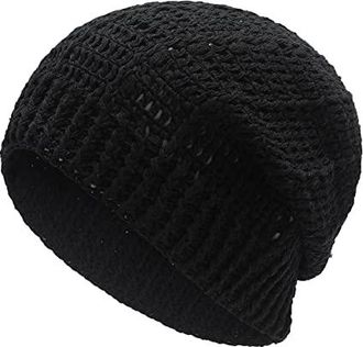 ZLYC Bonnet en Coton crocheté pour Femme Fait à la Main avec découpe Florale et tête de Mort, Noir Uniforme, Taille Unique