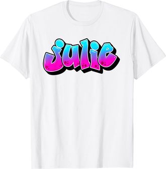 BDAZ Julie Graffiti Personalisierter Name Blau Rosa Frauen M&auml;dchen T-Shirt