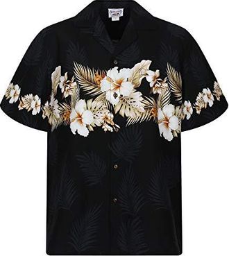 Pacific Legend Original Chemise-Hawaienne, Manche-Courte, Chest-Print, Noir, M