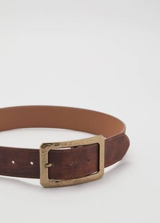 Mango Ceinture boucle carr&eacute;e texture marron - Femme - S - MANGO