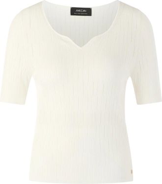 Marc Cain Femme, Tops, Beige, Taille: 42 FR Pull Court en Maille Stretch Viscose