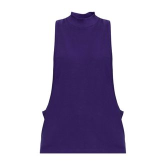Versace D&eacute;bardeur en jersey de coton stretch avec logo brod&eacute; - Femme - Tops - Violet - Taille: 36 FR