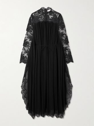 Zimmermann Midikleid Aus Cr&ecirc;pe Mit Spitzeneins&auml;tzen Und Raffungen - Schwarz