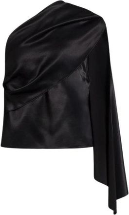 Alberta Ferretti Satin-One-Shoulder-Oberteil mit Drapierung - - Tops - Damen - Schwarzk - M
