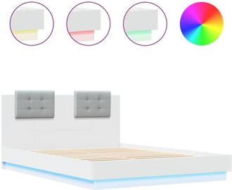 vidaXL vidaXL Bettgestell mit Kopfteil und LED-Lichtern Wei&szlig; 120x200 cm