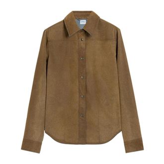 Aspesi Femme, Blouses et Chemises, Brun, Taille: 42 FR Camicia in chambray floccato effetto pelle