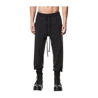 Thom Krom Homme, Pantalons, Noir, Taille: L Pantalon noir avec poches zipp&eacute;es et poignets c&ocirc;tel&eacute;s