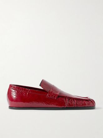 Jil Sander Loafers Aus Glanzleder In Knitteroptik - Rot