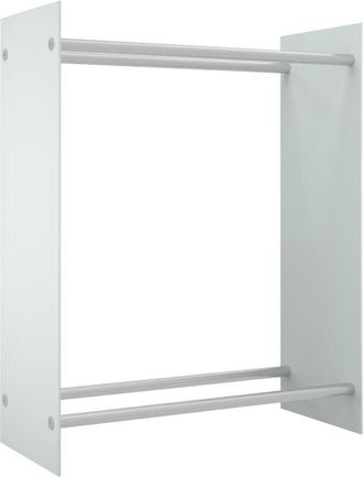 vidaXL Portant de bois de chauffage Blanc 80x35x100 cm Verre trempé Vidaxl