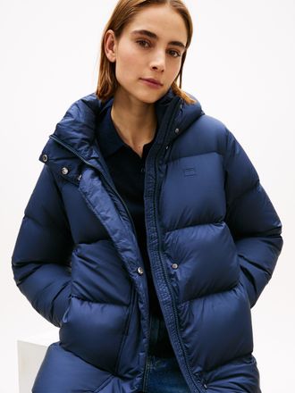 Tommy Hilfiger Steppmantel TOMMY HILFIGER MODERN DOWN REG COAT, Damen, Gr. XXL (44), blau (schwarz night navy), Steppware, Obermaterial: 100% Polyester. Füllung: 90%