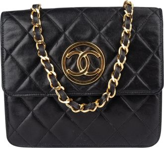 Chanel Crossbody Bags - Chanel Quilted Lambskin 24K Gold Single Flap Cross - Gr. unisize - in Schwarz - f&uuml;r Damen