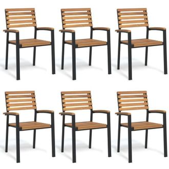 vidaXL Chaises de jardin empilables lot de 6 bois dacacia et m&eacute;tal vidaXL