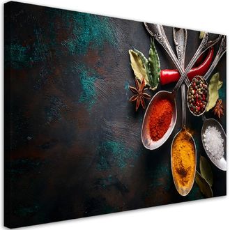 Feeby Bild auf Leinwand - Wandbilder Wohnzimmer Aesthetic - Gewürze für die Küche - 60x40 1tlg - Schlafzimmer Wandekoration - Bilder Zimmer - Living Room - 