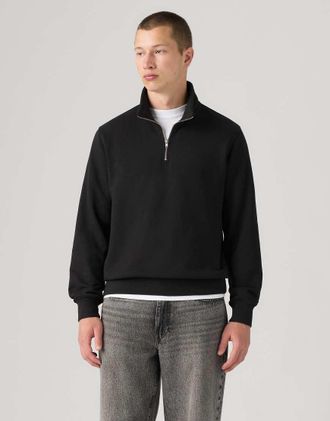 Levi's sweat &agrave; col montant zipp&eacute; quart Original Housemark noir