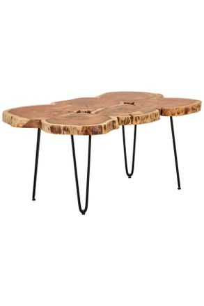 Livetastic Couchtisch, Schwarz, Akazie, Holz, Metall, Akazie, vollmassiv,Hartholz, Holz, Freiform, Haarnadel, 93x60x45 cm, rostfrei, einfacher Aufbau, Wohnzimmer