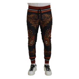 Dolce & Gabbana Seiden Barock Krone Sport Hose - - Trousers - Herren - Grau - XS