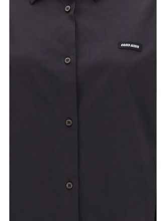Miu Miu Stretch Poplin Cotton Shirt - Black