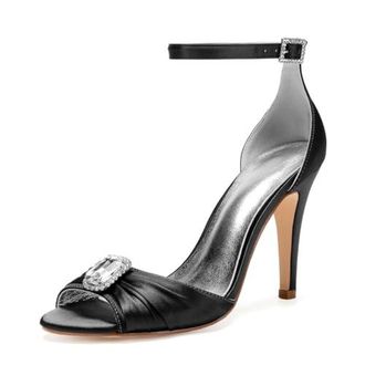 Generic Femmes À Talon Haut Élégant Mariée Stylet Talons Eté Talon Mariage Soirée Chaussures Femmes 10.5Cm,Noir,36 EU