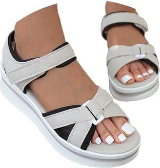 Onsoyours Sandales de Sport Femme Été Bout Ouvert Sandales Plateforme Chaussures de Marche Respirante Semelle Souple Sandales de Plage Compensées Sandales A Gri
