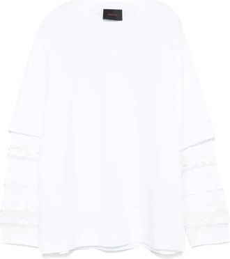 Simone Rocha Homme, Tops, Blanc, Taille: L Layered Ruffle Frill LS T-Shirt