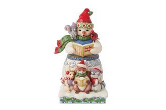 Enesco Jim Shore Heartwood Creek Schneemann und Tiere Caroling-Figur, Steinharz, handbemalt, handgefertigt, Sammlerstück, Schneemann-Figuren, Weihnachtsdekor