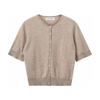 Sofie Schnoor Brauner Melange Cardigan mit Kurzen &Auml;rmeln - - Knitwear - Damen - Braun - L