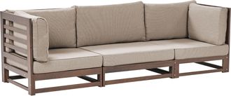 Beliani Gartensofa Akazienholz 3-Sitzer Dunkelbraun mit Auflagen Taupe Trani