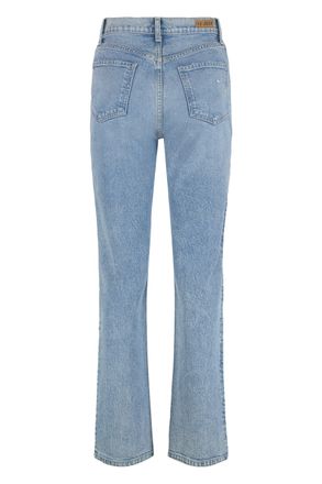 LE JEAN Womens Straight-Leg Denim Jeans Cotton