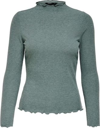 Only Only, Femme, Pulls, Vert, Taille: 38 FR Haut &agrave; Manches Longues Col Montant C&ocirc;tel&eacute;