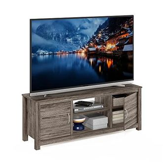 Furinno Classic TV-Ständer mit Stauraum für Fernseher bis zu 65 Zoll, Rustikale Eiche